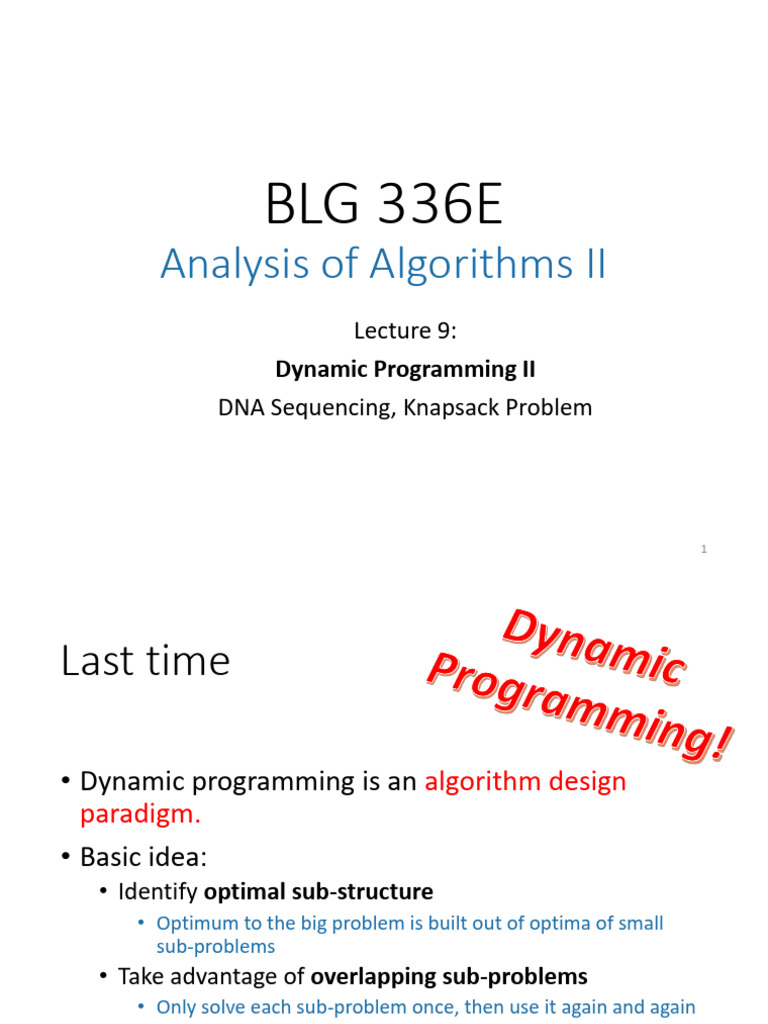 Lecture9_IO_BLG336E_2022 | PDF | Dynamic Programming | Algorithms