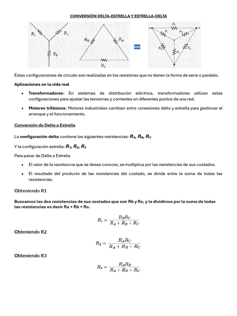 Conversión Delta-Estrella en Circuitos | PDF