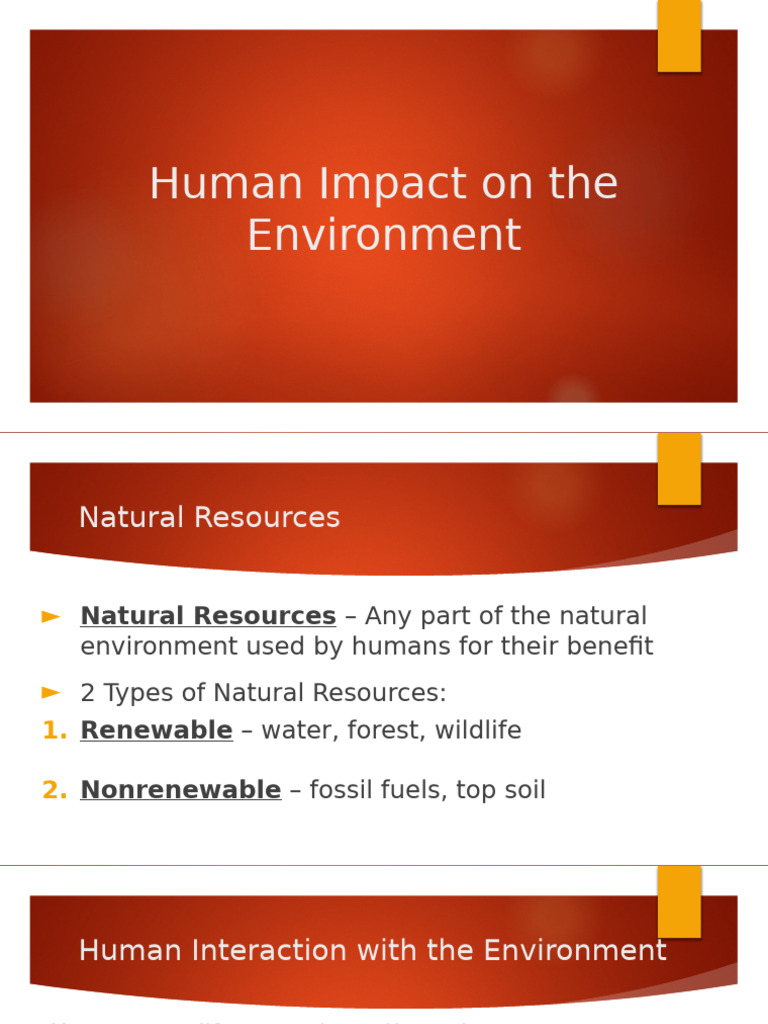 Human Impact on Natural Resources | PDF | Renewable Resources | Human ...