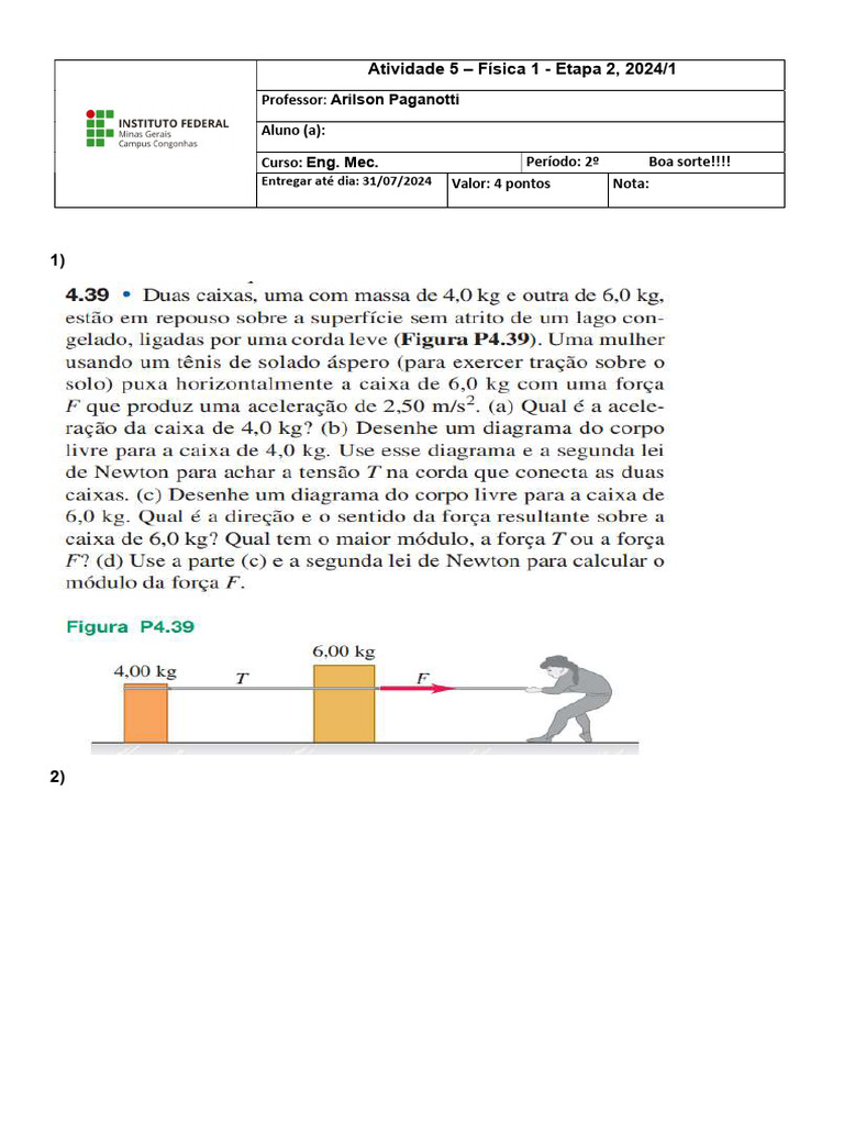 Atividade 5 Eng Mec Etapa 2 2024 1 Física 1 | PDF