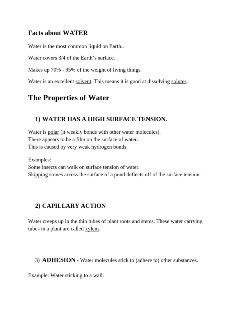 Properties of Water (Filled In) | PDF