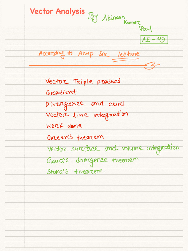 (Anup sir) “Vector Analysis “ by Abinash (AE-49) | PDF