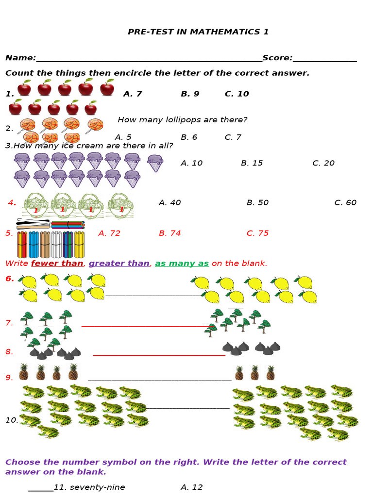 PRE-TEST_MATHEMATICS-Reviewer | PDF