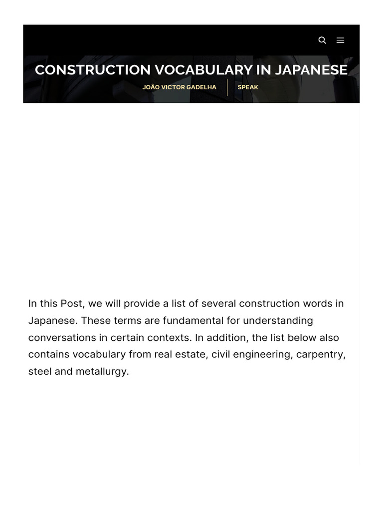 Japanese Construction Vocabulary Guide | PDF | Renting | Framing ...