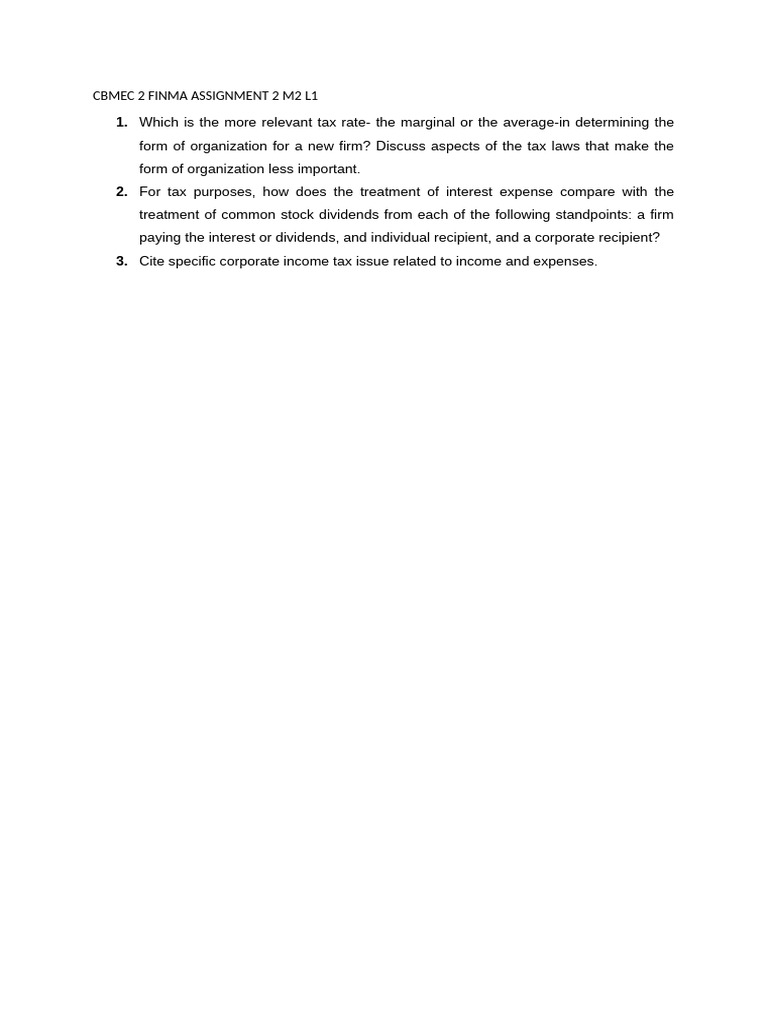 Cbmec 2 Finma Assignment 2 M2 L1 | PDF
