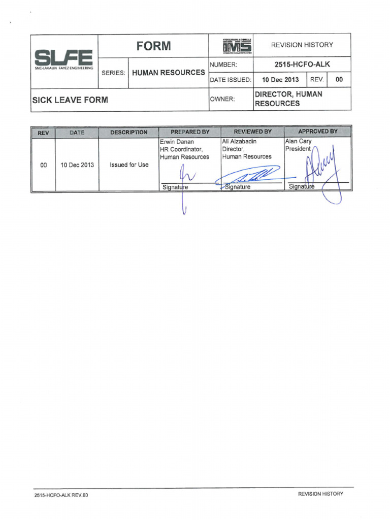 2515 Sick Leave Form | PDF