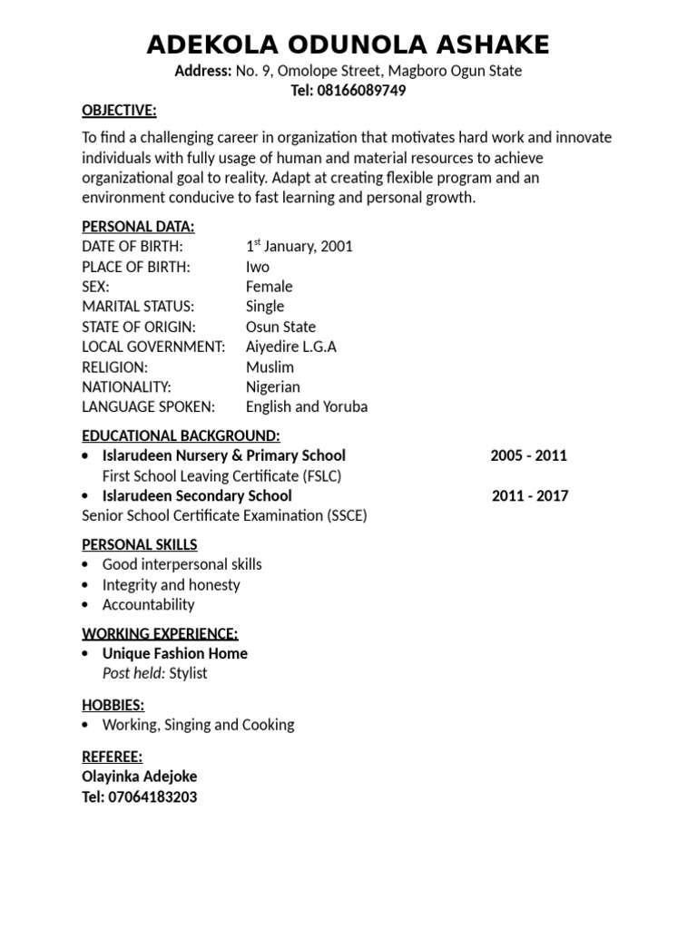 Adekola Odunola Ashake | PDF