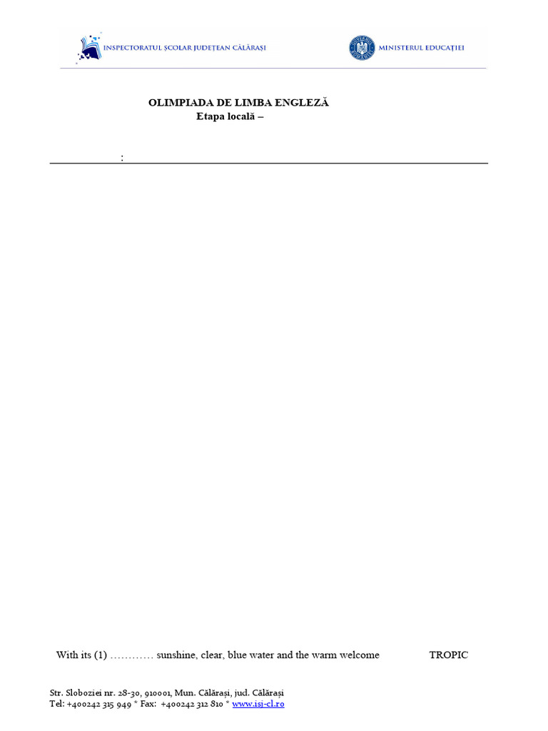 OLEN - Etapa Locala - 8 - Subiect | PDF | Internet | Wildlife