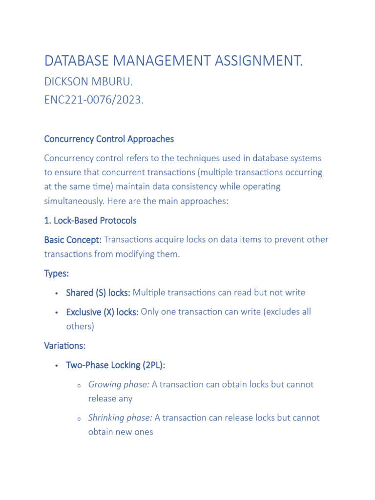 Enc221-0076-2023 Database Management Assignment | PDF | Database Transaction | Databases