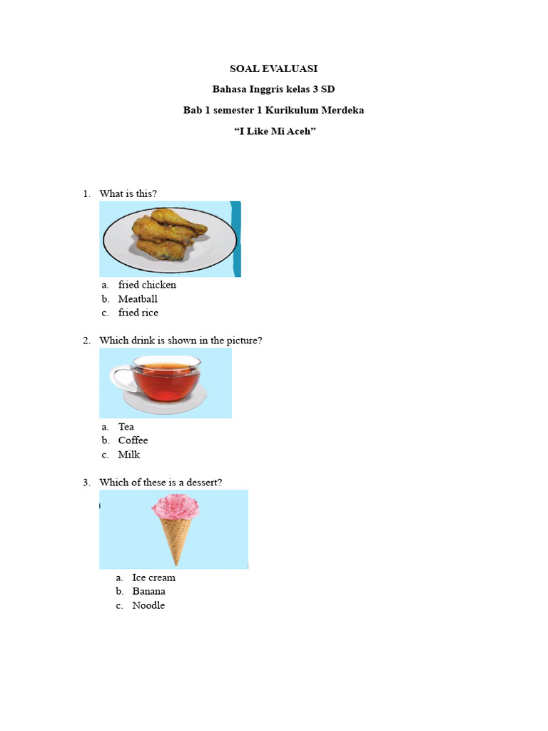 Soal Evaluasi - Kelas 3 - (Tria Selvia) | PDF