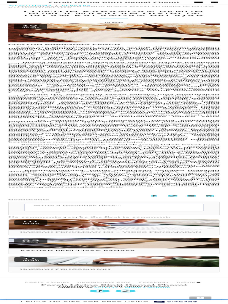 Contoh Karangan Penuh Punca Masalah Disiplin Dalam Kalangan Pelajar ...