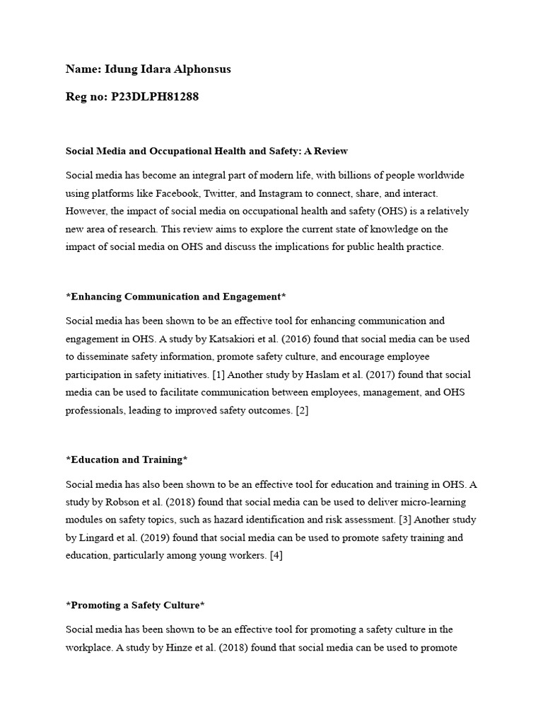 Comm 802 Individual Assignment | PDF | Occupational Safety And Health | Social Media