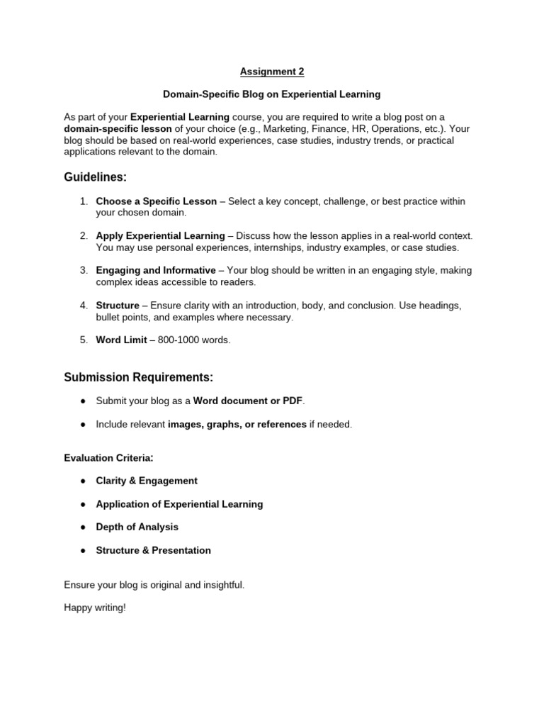 Domain-Specific Blog On Experiential Learning | PDF
