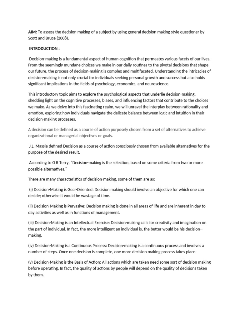 Assessing Decision-Making Styles | PDF | Decision Making | Heuristic