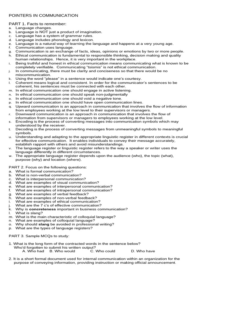 Pointers in Communication | PDF | Communication | Cognitive Science