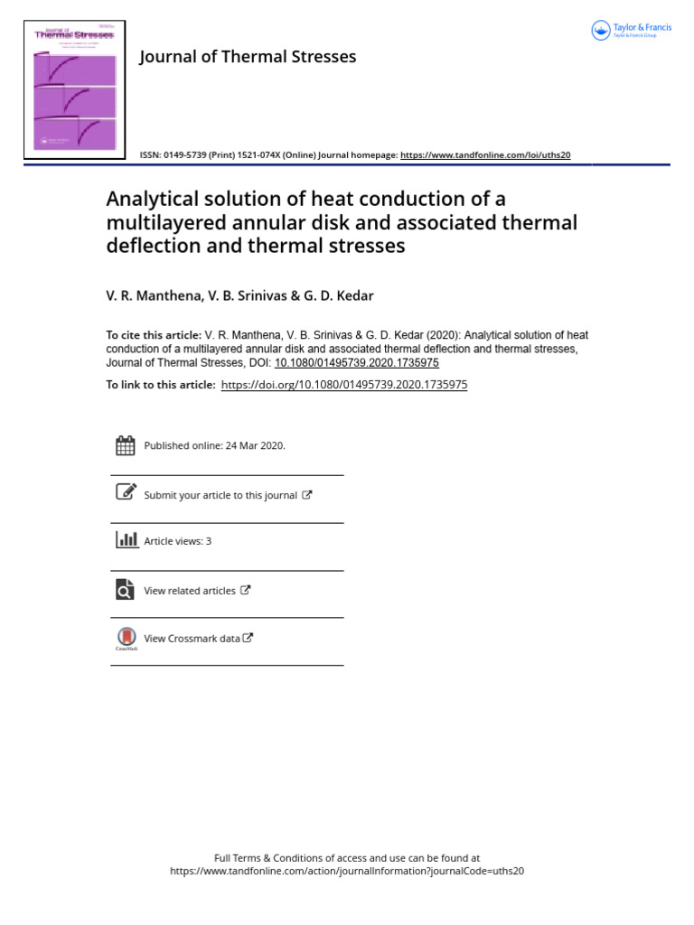 Analytical Solution of Heat Conduction of A Multilayered Annular Disk and Associated Thermal ...
