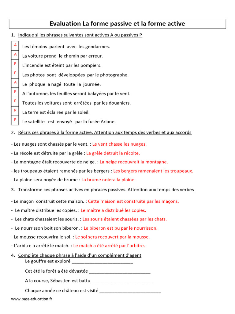 Évaluation active/passive en français | PDF