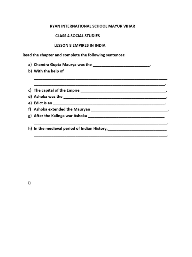 Empires in India: Class 4 Social Studies | PDF