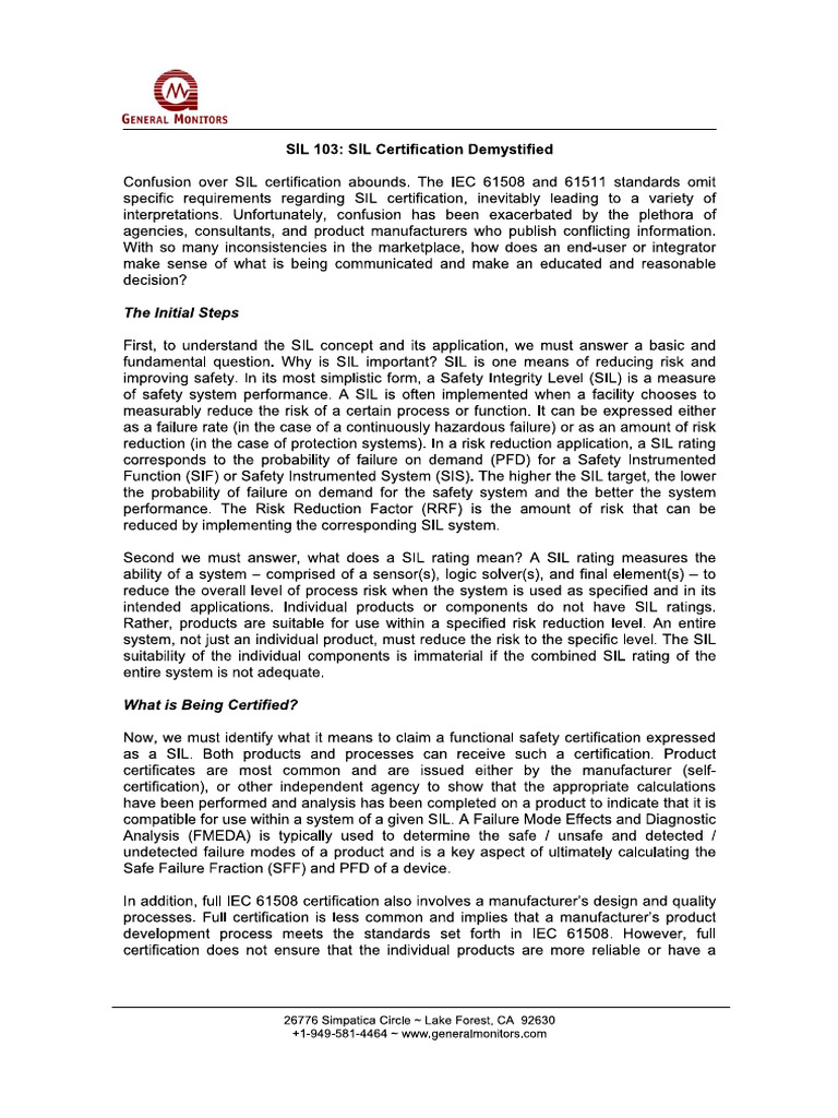 SIL 103 - SIL Certification Demystified | PDF