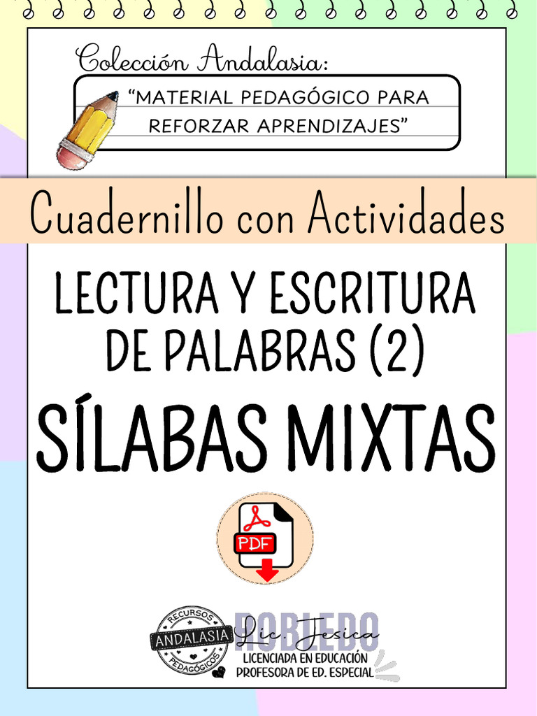 Cuadernillo LECTURA Y ESCRITURA DE PALABRAS II - CON SILABAS MIXTAS ...