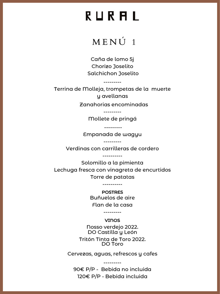 Menus Rural Cast | PDF | Alimentos | Cocina