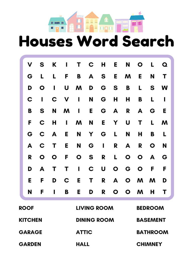 Houses Word Search Worksheet | PDF | Bedroom | Home