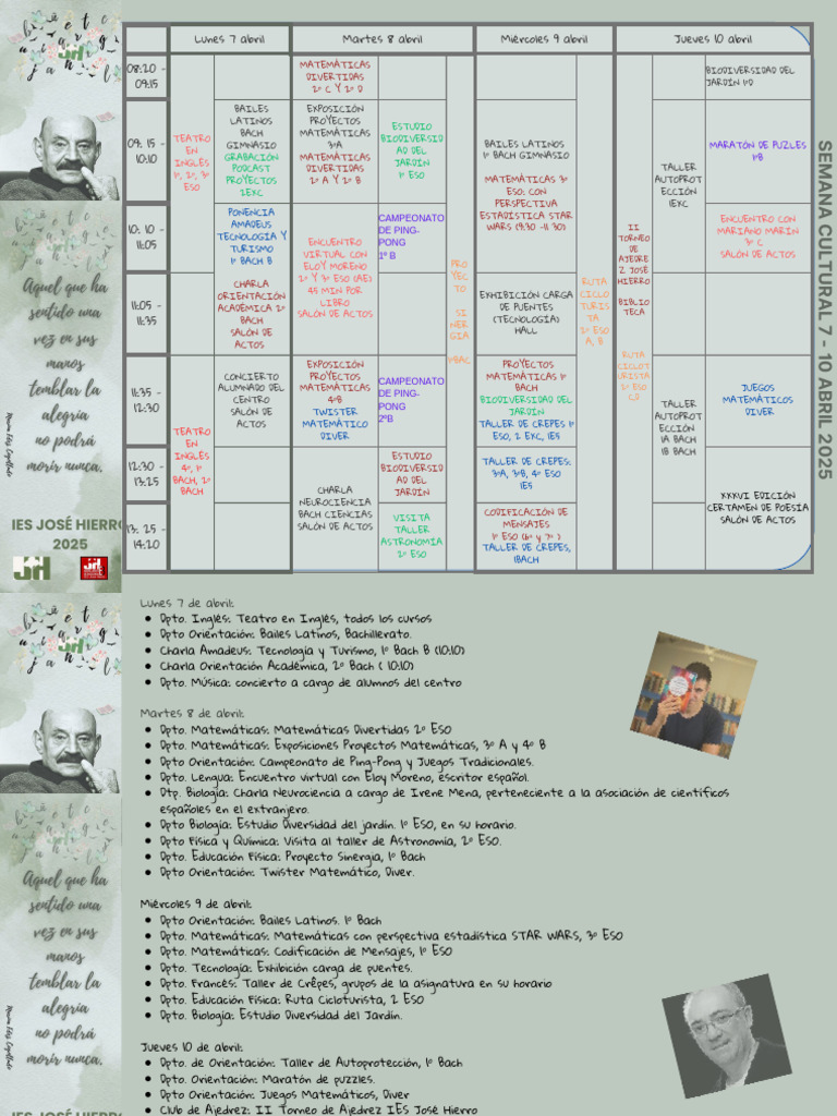 Programa Semana Cultural | PDF | Ciencias Naturales | Science