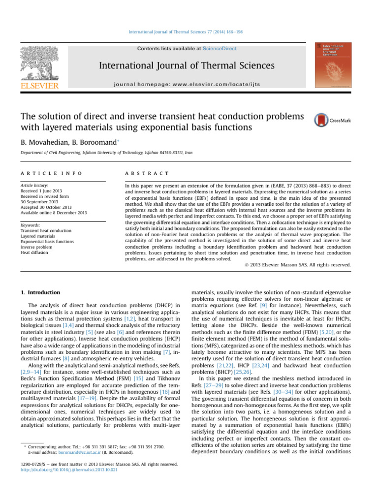 The solution of direct and inverse transient heat conduction problems with layered materials ...