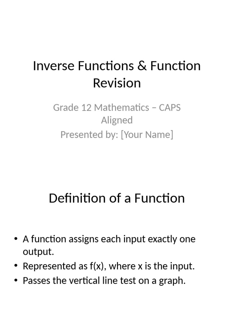 Grade 12 Functions and Inverses Presentation | PDF