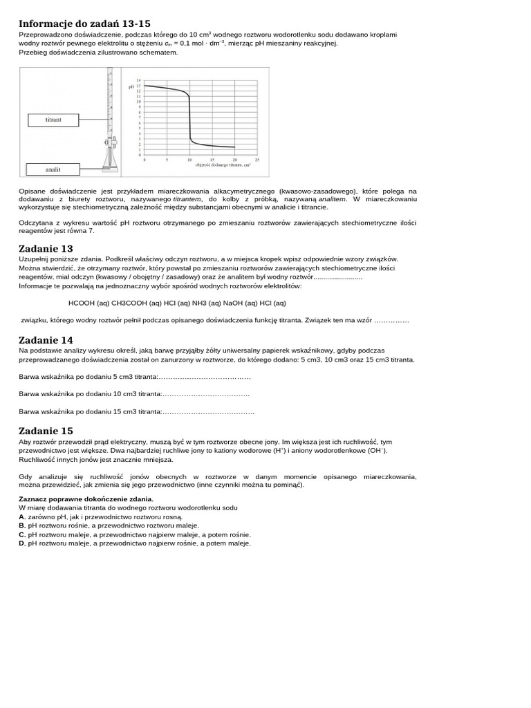 Zadanie Matura Chem1 | PDF