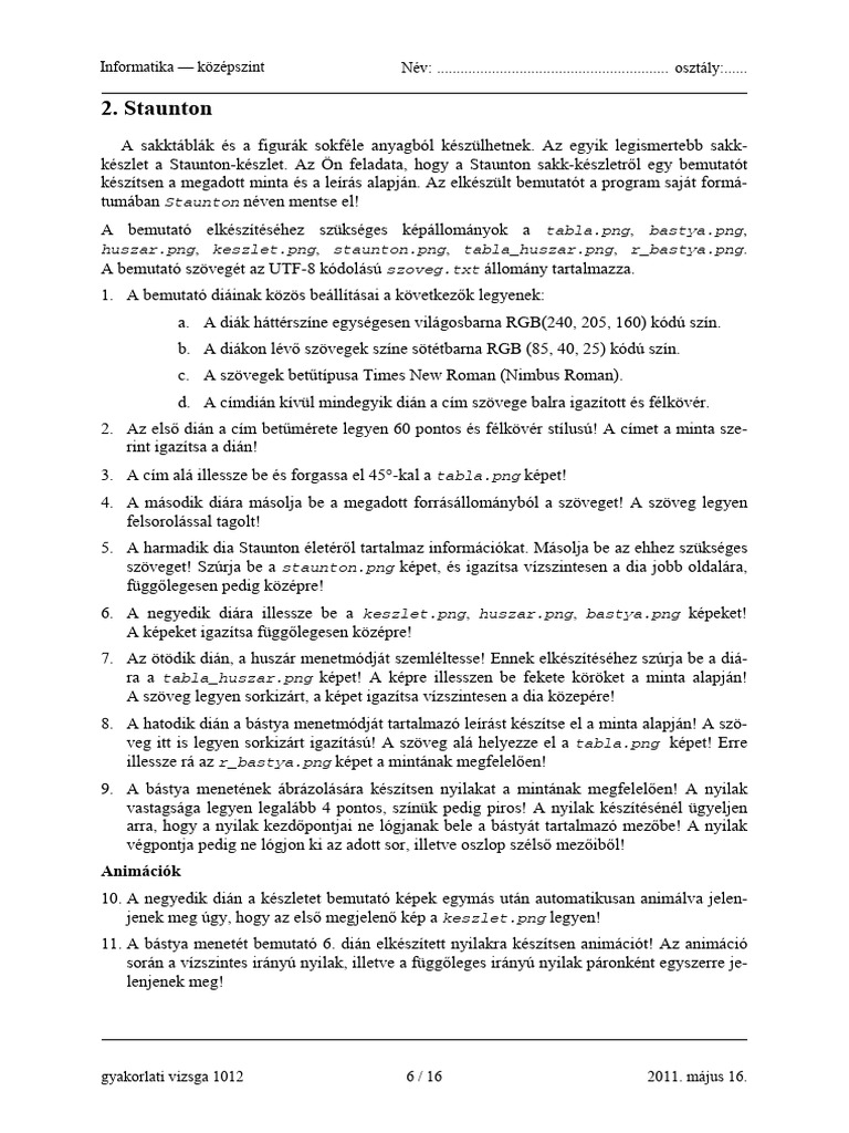 Feladat Staunton | PDF