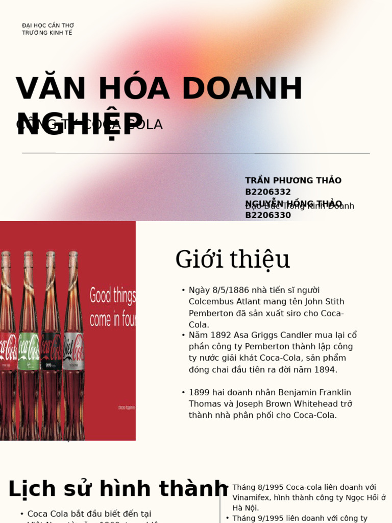 DDTKD + VĂN HÓA DOANH NGHIỆP COCA COLA | PDF