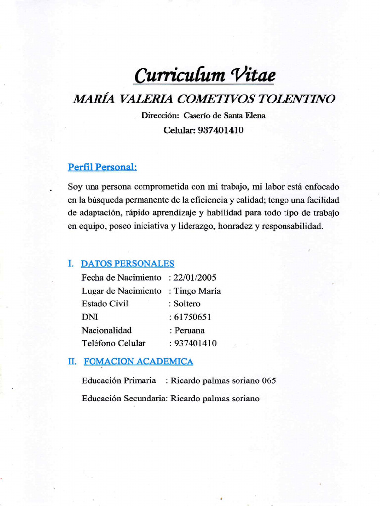 Curriculum Valeria | PDF
