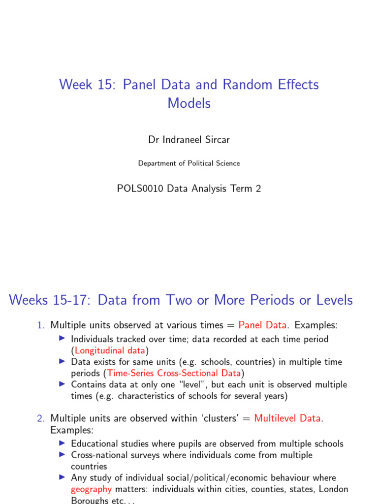 pols0010t2_lec5_handout (1) | PDF | Fixed Effects Model | Errors And Residuals