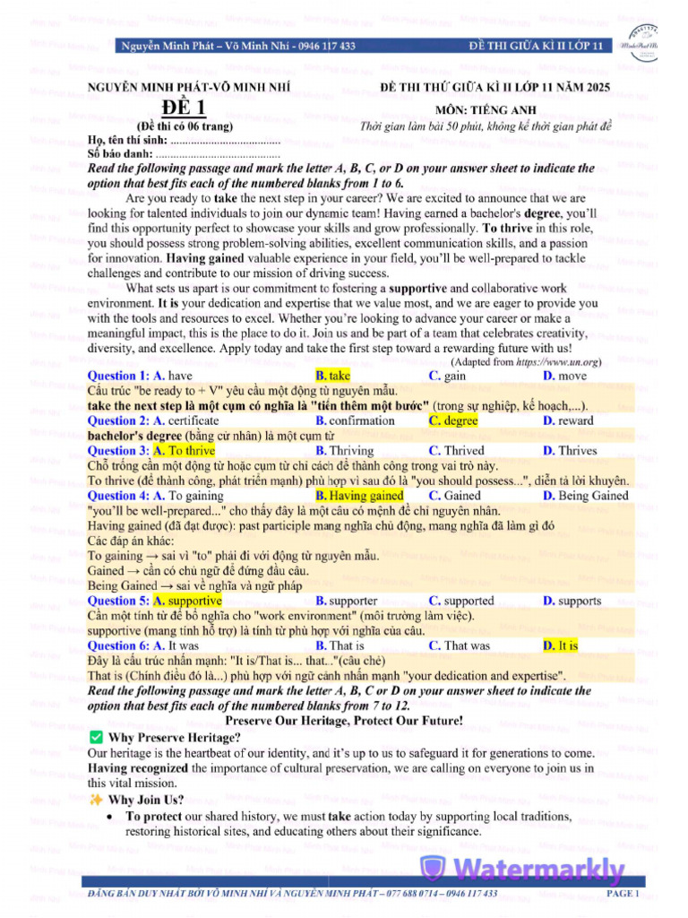 GK2 11 ĐỀ-1 GIẢI | PDF