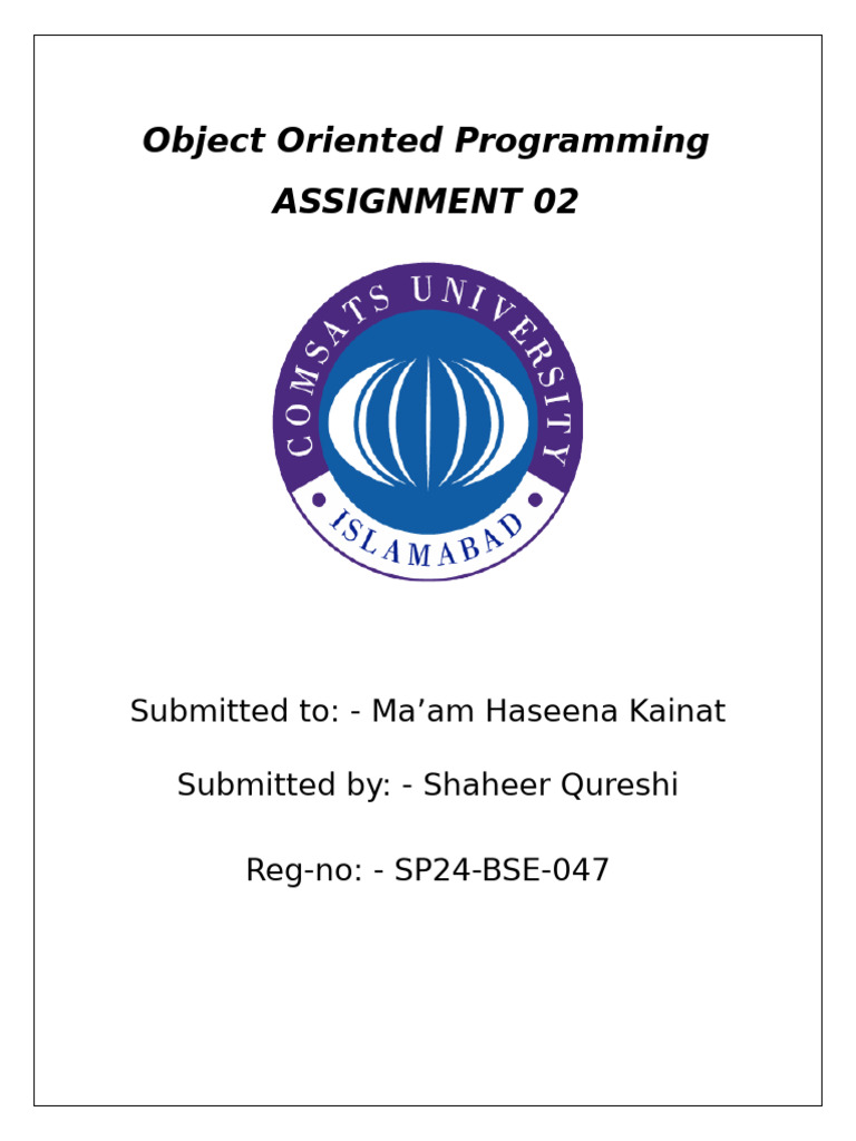 Assignment02 (SP24 BSE 047) | PDF | Computer Programming | Software Engineering