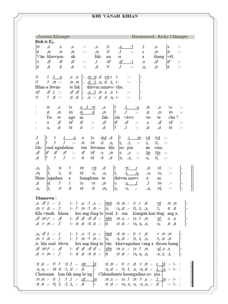 Khi Vanah Khian, Zorema Khiangte | PDF