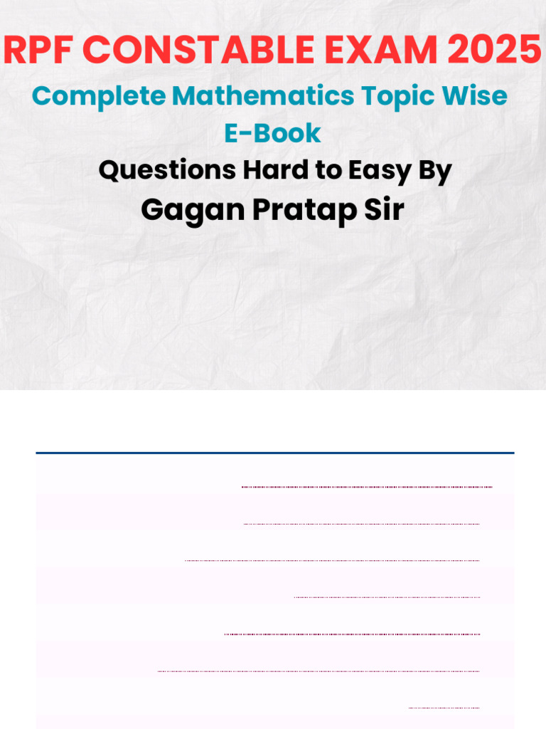 RPF Constable 2025 Maths Topic-Wise (English) | PDF | Arithmetic ...
