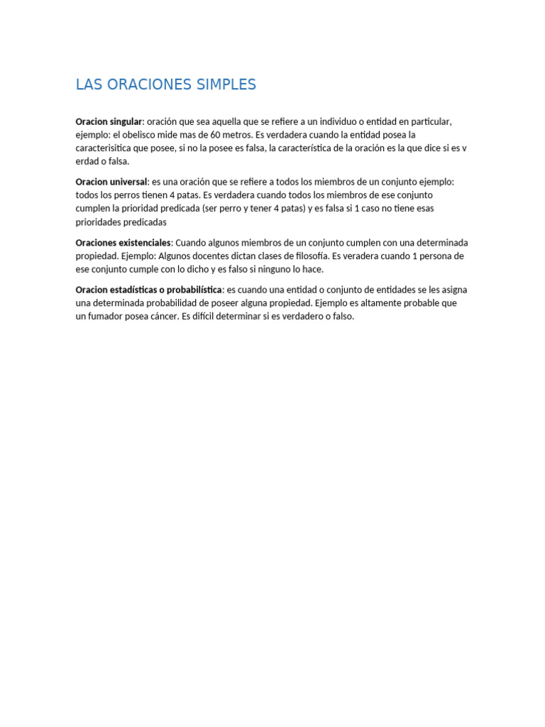 Las Oraciones Simples | PDF
