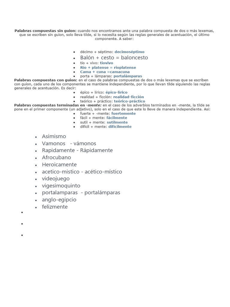 Acentuación de Las Palabras Compuestas | PDF