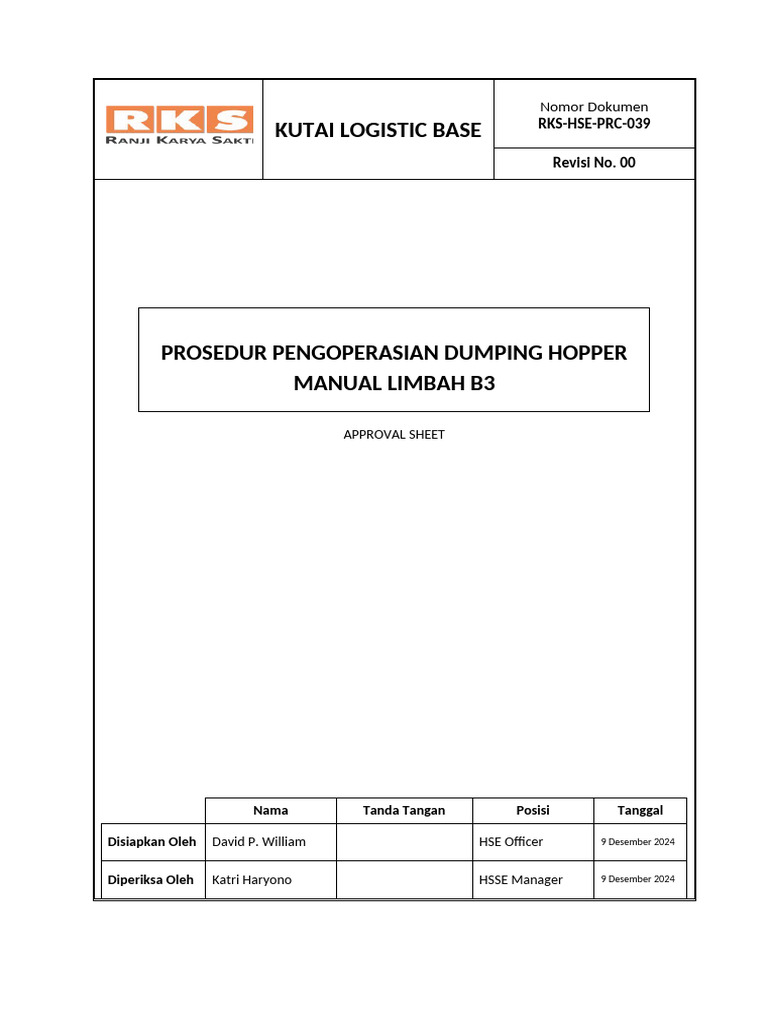 SOP Dumping Hopper | PDF