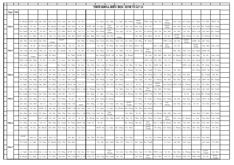 TKB HS (Tuần 11) | PDF