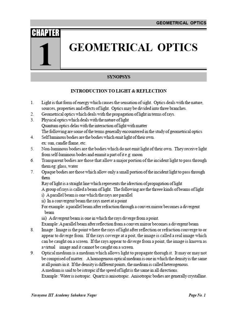 Geometrical Optics | PDF | Mirror | Sphere