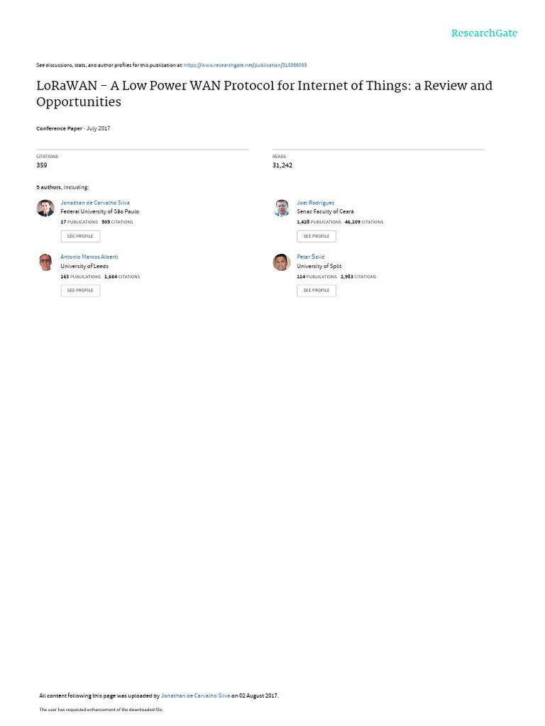 LoRaWAN A Low Power WAN Protocol For Internet of Things A Review and ...