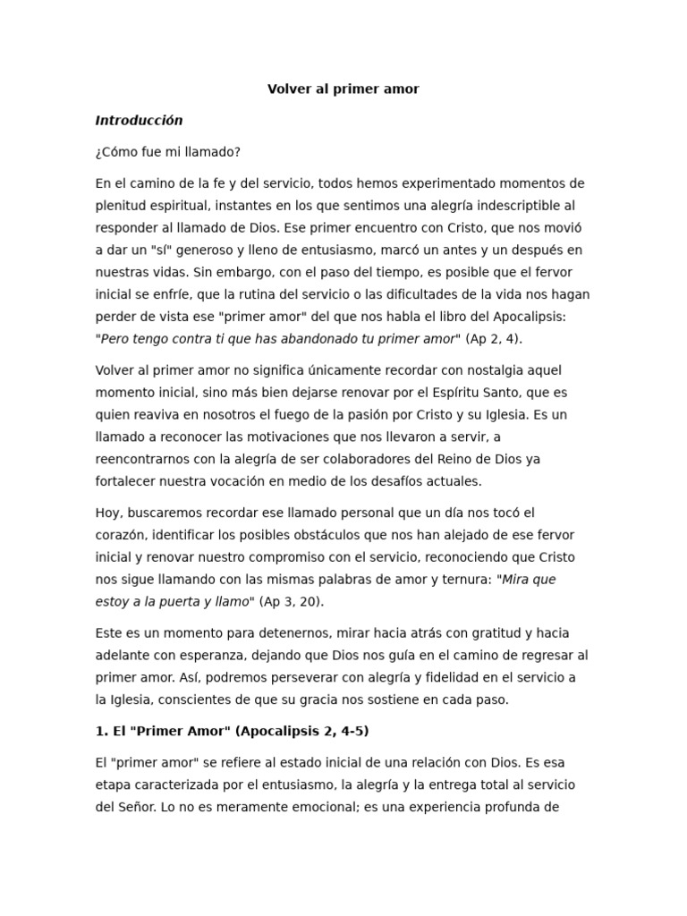 Volver Al Primer Amor | PDF | Amor | Cristo (título)