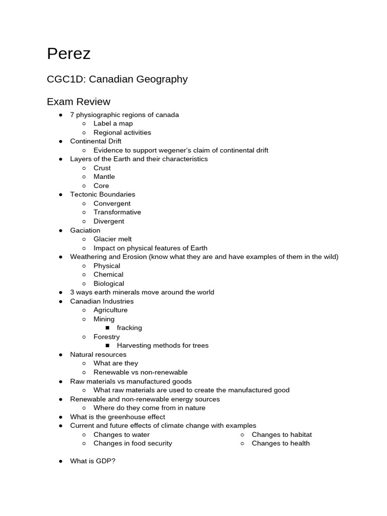 CGC1D Exam Review Guide | PDF | Sustainability | Earth Sciences