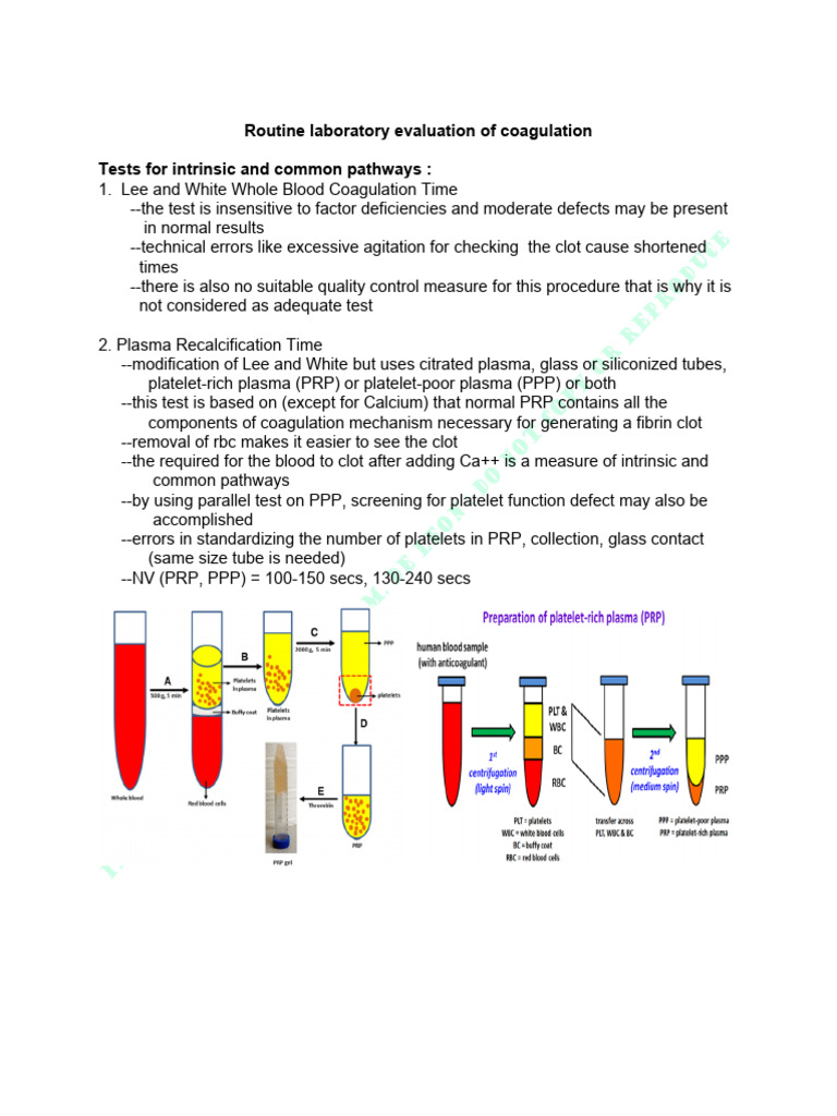 Coagulation Tests Overview | PDF | Coagulation | Vertebrates