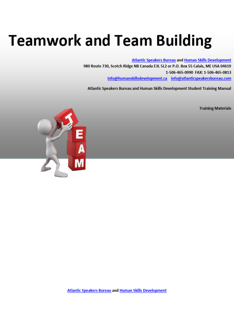 Teamwork and Team Building Author Atlantic Speakers Bureau, Human Skills Development | PDF ...