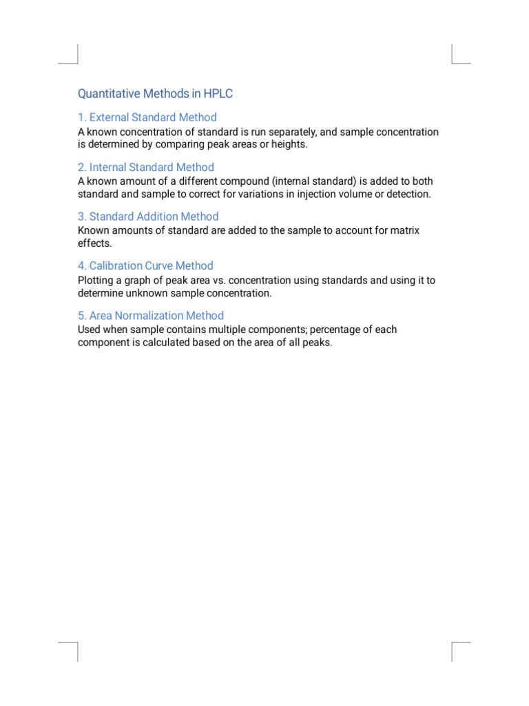 HPLC Quantitative Analysis Methods | PDF
