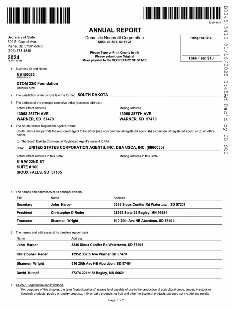 DTOM Foundation Paperwork B0345-5410 | PDF